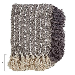 SARO LIFESTYLE Petite Pom Pom Design Tassel Trim Throw