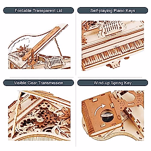 RoWood 3D Puzzles for Adults Wooden Magic Piano Model Kits Mechanical Wooden Puzzles Gifts for Adults Puzzle Music Box for Adults Teens&Friends