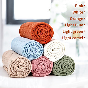 SHOWYVAN Baby Blanket Neutral Knit Toddler Blankets Organic Cotton Soft Crochet Receiving Baby Blankets for Girls and Boys Size 43x35 Inches Light Green