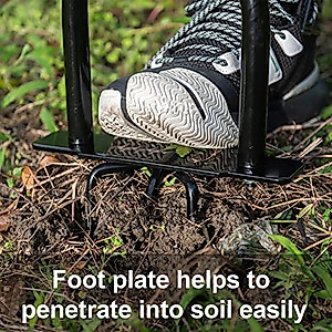 nutroeno 37 inch Manual Twist Tiller - Garden Claw Cultivator with Long Handle, Hand Tiller Soil Ripper, Lawn Aerator Weeder for Flower Box and Raised Bed., Black & Green