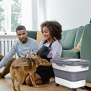 Muibe Dog Food Storage Container 20-23 LBS, Dog Food Storage,Pet Food storage Containers, Collapsible Airtight Dog Food Containers with Clear Lid, Measuring Cups