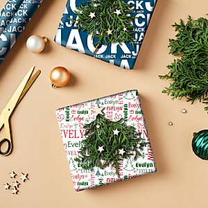 Awsundiy Personalized Gift Wrapping Paper for Kids Women Men Boys Girls, Custom Name Wrapping Paper for Birthday Party Christmas Xmas, Gift Wrap Roll 29"x 20"