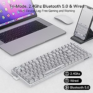 Redragon K658 PRO SE 90% 3-Mode Wireless RGB Gaming Keyboard, 94 Keys Full-Transparent Mechanical Keyboard w/Hot-Swap Socket, Sound Absorbing Foams, Full Numpad & Custom Switch