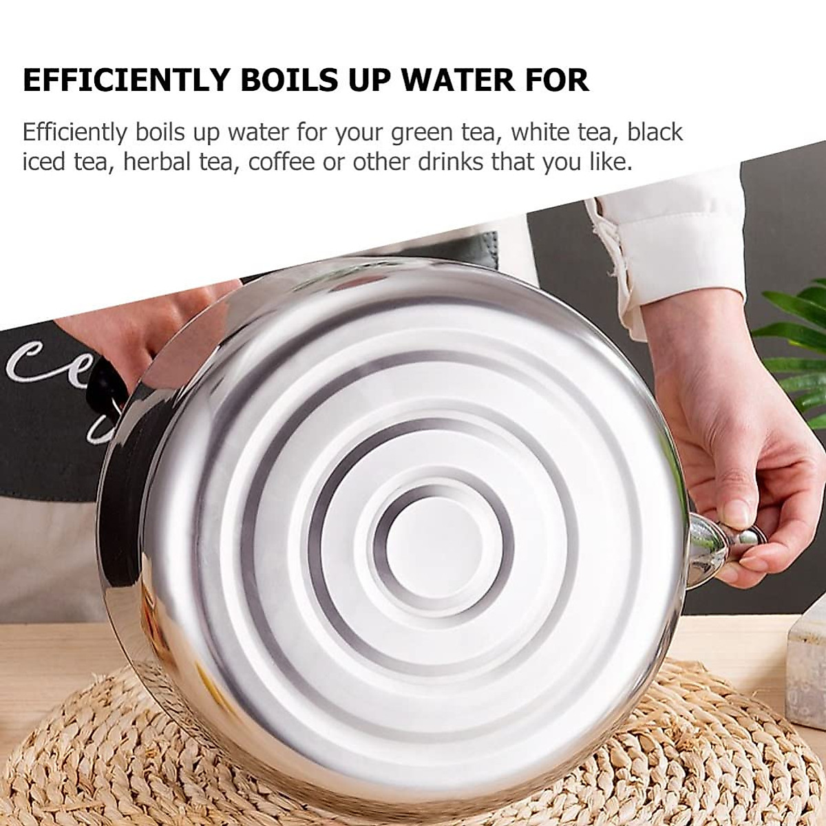 Yardwe Insulated Teapot Stovetop Tea Kettle, 4 liters Silver Water Kettle, Stainless Steel Vintage Fast Boiling Tea Pot, Mirror Finish, Ergonomic Handle Whistling Tea Pot