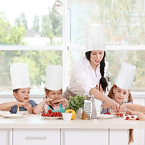 Sntieecr 24 Pieces Kids Apron and Chef Hat Set, Adjustable Kids White Non Woven Fabric Chef Hats Skin-friendly Child Apron for Kitchen Cooking, Baking, Painting, Training Wear Kid's Size (7 -12 Years)