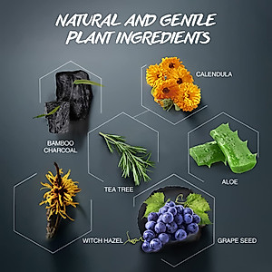 POP MODERN.C Blackhead Remover Mask with Tea Tree Cream Charcoal Peel Off Facial Mask Blackheads Whiteheads Removal Deep Cleansing Pore Purifying Acne Face Mask with Brush Pimple Extractor 4-in-1 Kit