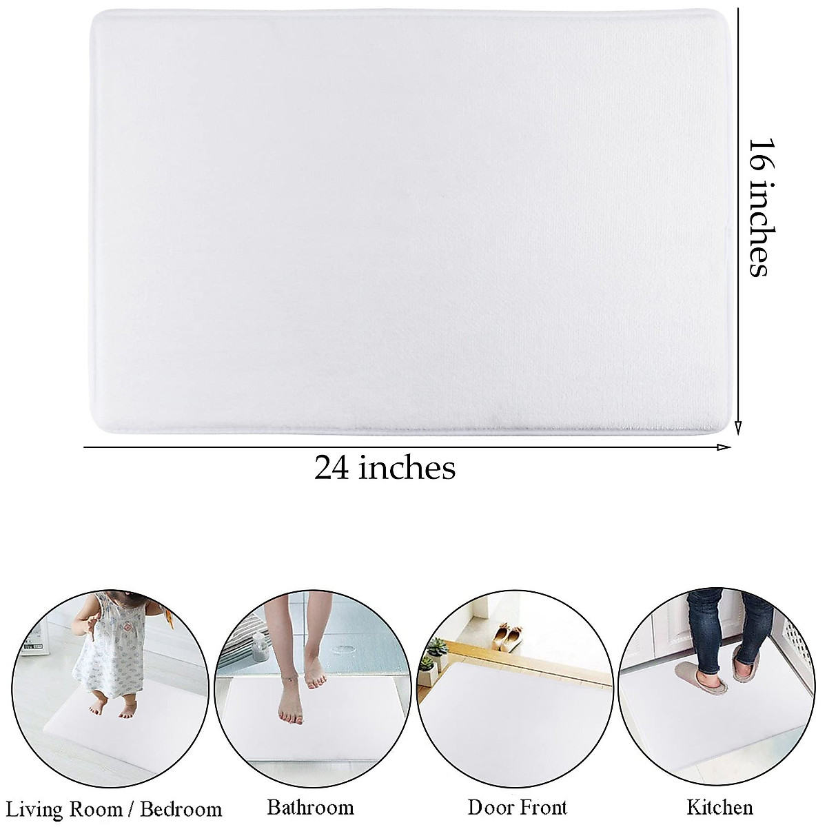 LB Rustic Winter Bath Mat Deer Under White Snow Area Rug for Bathroom Red Farmhouse Out of Window Doormat Non Slip Memory Foam Super Absorbent Floor Mats,24Wx16H Inch