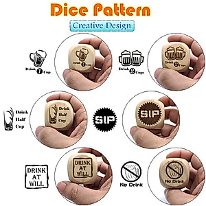 Hometu Party Drinking Dice Game Funny Rolling Decider Bachelorette Game Wooden Dices Set Bar Pub Turnt Drunk Frenzy Adult Favor Game 2PCS(40MM)