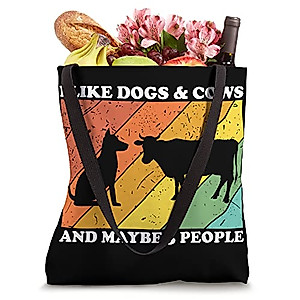 I Like Dogs & Cows And Maybe Like 3 People Retro Funny Tote Bag