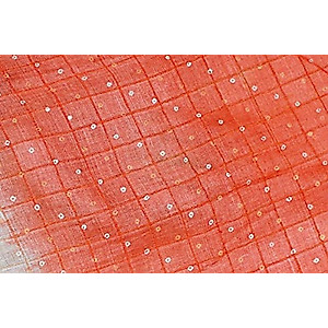 Peegli Vintage Orange Saree Bandhani Style Textile 100% Pure Silk Sari Recycled Fabric