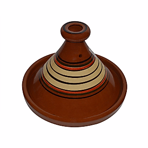 Treasures Of Morocco Cooking Tagine, Large 100%, Handmade, 12 inches, Brown, Clay, Round, Dishwasher Safe, Traditional