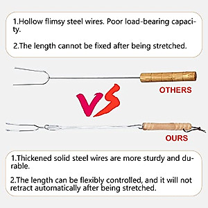 HENGI 6 Pack Marshmallow Roasting Sticks, 30" Extendable Long Smores Sticks, Hot Dog Sticks for Campfire, Telescoping Heavy Duty Campfire Forks Roasting Sticks for Fire Pit with Carry Pocket