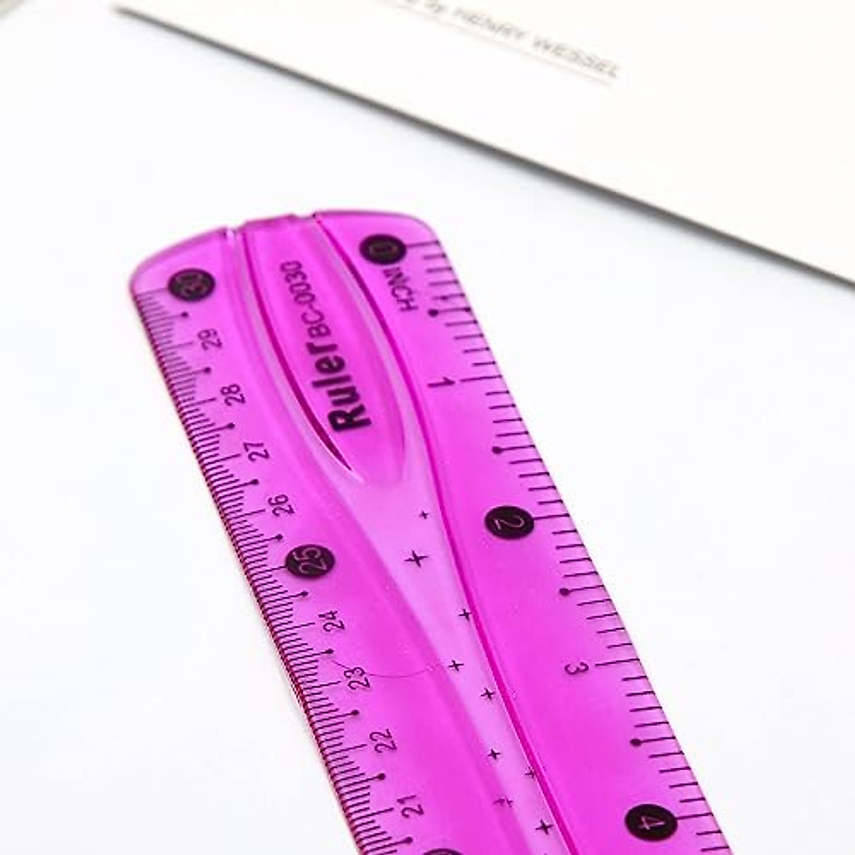 BELOWSYALER Flexible Ruler,2Pcs Color Flexible Rulers Soft Bendable Plastic Rulers Duals Scale Bendable Flexible Rubber Rulers Clear Straight Ruler