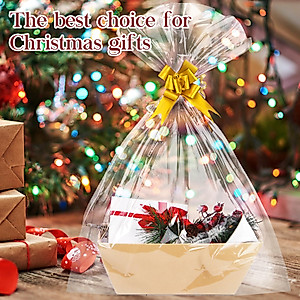 AFOROEOA 10PACK Baskets For Gifts Empty, 10x12”Thick Kraft Gift Basket with 10 Bows 10 Bags Empty Gift Baskets for Christmas, Valentine’s Day, Easter, Birthdays, Snacks, Farmers Market