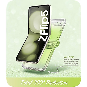 i-Blason Cosmo for Samsung Galaxy Z Flip 5 Case [Hinge Protection] [Built-in Front Screen Protector] [Support Wireless Charging] Slim Stylish Protective Phone Case for Galaxy Z Flip 5 (Green)