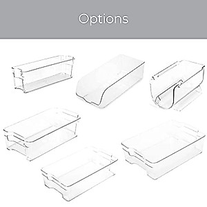 Smart Design Stackable Refrigerator Bin - 6 x 12 Inch - BPA Free Plastic Resin - Fridge, Freezer, Pantry Organizer, Cabinet Storage, Food, Produce, Fruit Containers - Kitchen Organization - Clear