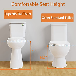 SUPERFLO 21" High Toilets Tall Elongated Toilet, S-trap & 12" Rough in Toilet, Bathroom Toilet Bowl & Single Flush Tank for Seniors, Disabled & Tall Person