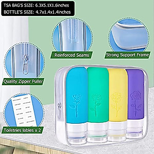Kitchen GIMS Travel Bottles for Toiletries 3 oz Travel Size Bottles BPA Free Leak Proof Travel Silicone Bottles Travel Liquid Containers for Shampoo Conditioner and Lotion with Toiletry Bag