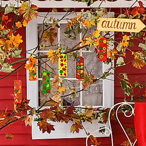 Winlyn 36 Sets Fall Craft Kits Fall Kids Crafts DIY Fall Bookmarks Decorations Art Sets Smiling Autumn Leaf Pumpkin Foam Stickers Arts and Crafts for Kids Thanksgiving Halloween Classroom Activities