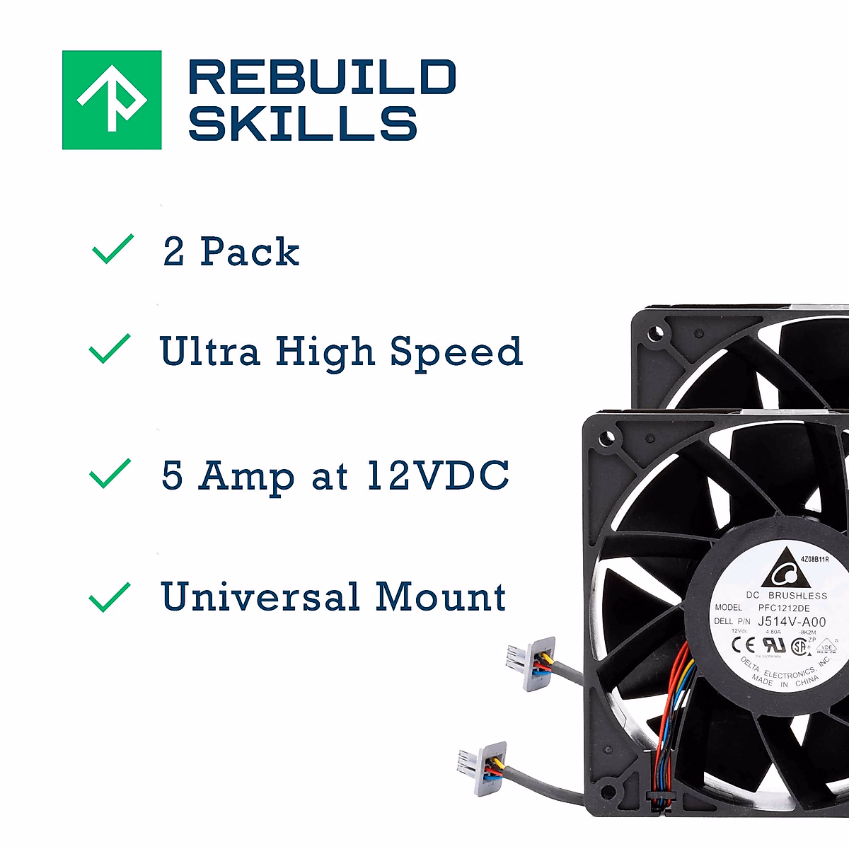 Brushless 5A 12VDC 120mm x 38mm Cooling Fan - 2pk