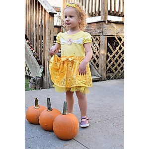 Disney Princess Belle Toddler Girls Dress and Mesh Headband 4T Yellow