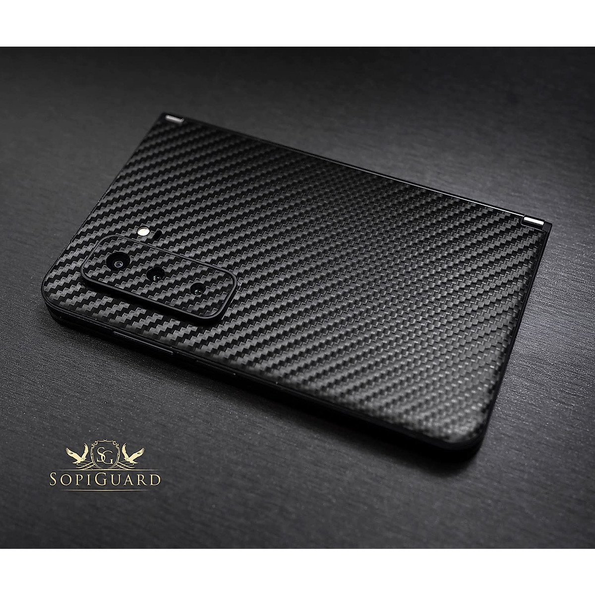 SopiGuard Sticker Skin for 2021 Microsoft Surface Duo 2 2nd Gen Edge-to-Edge Front and Rear Panels Vinyl Decal (Carbon Black)