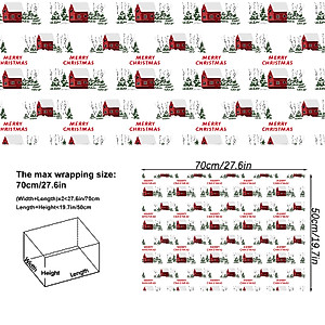 Vnaaem White Christmas Wrapping Paper Red Stripe Snowy Scene House Holiday Style Gift Wrap Paper Bulk for Winter Xmas Birthday Party - 20 X 28 Inches 8 Folded Sheets
