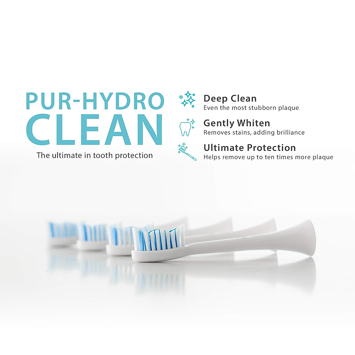 Sonic Clean Brush Replacement Heads Soft Dupont Bristles Four (4) Pack Electric Toothbrush Heads (White)