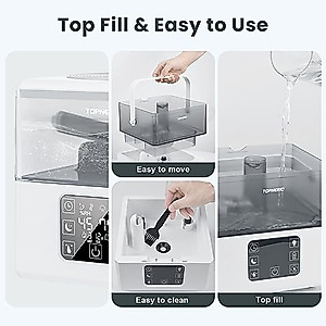 TOPNERIC Humidifiers for Bedroom, 6L Top Fill Humidifier Large Room Cool & Warm Mist Humidifiers for Home Baby Nursery Indoor Plants, Quiet Air Humidifier with Timer, Smart Mode, 360° Nozzle, Light