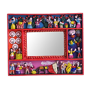 NOVICA Artisan Handmade Photo Frame Collectible Folk Art Wood Retablo Red Woodceramic Peru Decor Accessories Frames Retablos 'Tuna Harvest' (4x6)