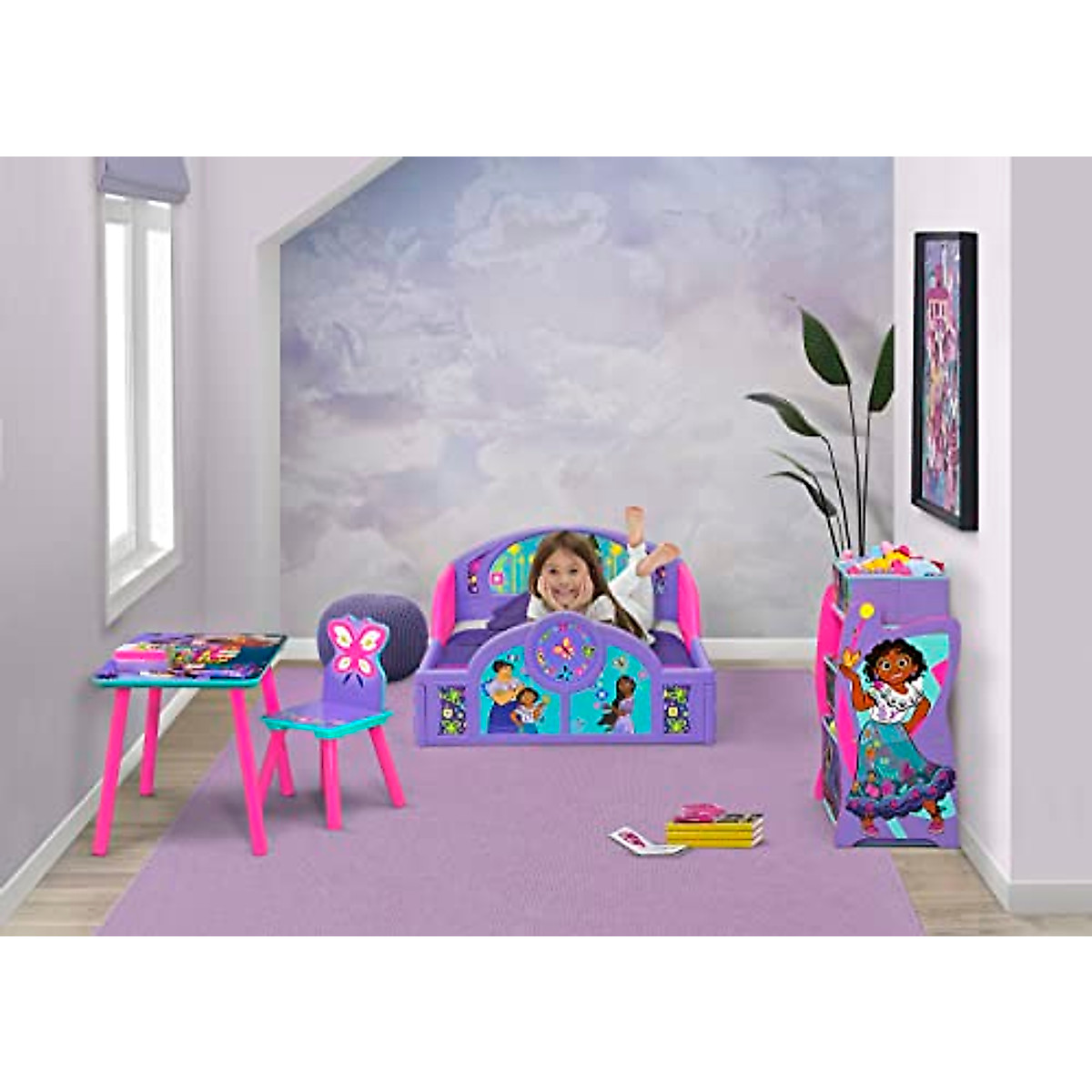 Disney Encanto Sleep and Play Toddler Bed with Built-in Guardrails by Delta Children