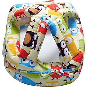 IULONEE Baby Infant Toddler Helmet No Bump Safety Head Cushion Bumper Bonnet Adjustable Protective Cap Child Safety Headguard Hat for Running Walking Crawling Safety Helmet for Kid (Beige Owl)