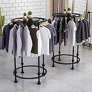 QQXX Freestanding Metal Clothes Rack,Modern Round Clothing Rack,Heavy-Duty Garment Rack with Top Shelf,Cloth Display Rack Hanger for Clothes Store Bedroom Multi-Purpose Hanging Rod Shelf