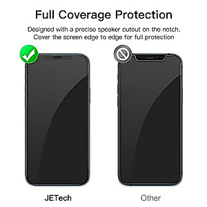 JETech Full Coverage Screen Protector for iPhone 12/12 Pro 6.1-Inch, Black Edge Tempered Glass Film with Easy Installation Tool, Case-Friendly, HD Clear, 3-Pack