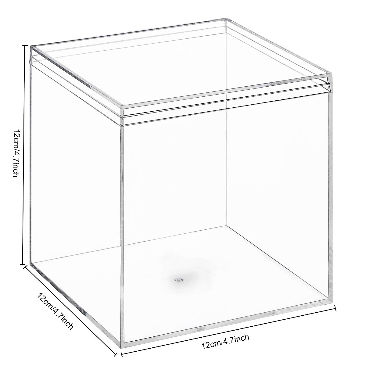 Clear Acrylic Boxes for Storage, Yeeco Acrylic Storage Cube Containers with Lids, Square Boxes in 4.7”×4.7”×4.7” Inches for Candy, Cotton Ball, Beads, Tiny Arts, Watches, Earring, Cosmetics, 4 Pack