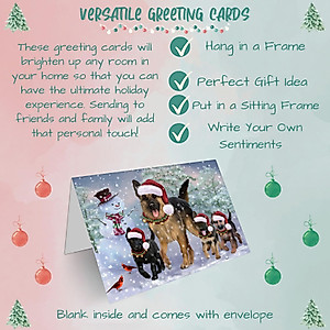 Christmas Running Dogs Holidays German Shepherd Dog Greeting Cards - Adorable Pets Invitation Cards with Envelopes - Pet Artwork Christmas Greeting Cards GCD2775 (1 Greeting Card)