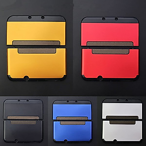 Aluminium Alloy Protective Case Front Back Faceplate Plates Top & Bottom Battery Housing Shell Case Cover Shockproof Hard Shell Skin for New 3DS XL LL Console 2015 - Red