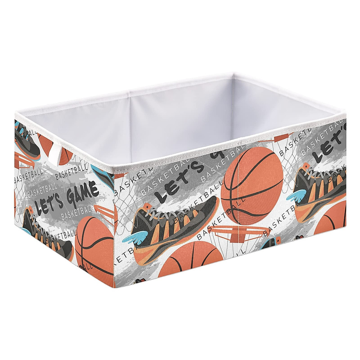 Emelivor Basketball Creative Design Cube Storage Bin Collapsible Storage Bins Waterproof Toy Basket for Cube Organizer Bins for Nursery Kids Closet Shelf Playroom Office Book - 11.02x11.02x11.02 IN