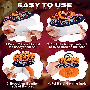 12 Pack Halloween Honeycomb Centerpieces Table Decorations,Pumpkin Ghost Witch Cat Tombstone and More Halloween Elements for Halloween Party Favors Supplies,Cute Party Home Room Table Desk Decor