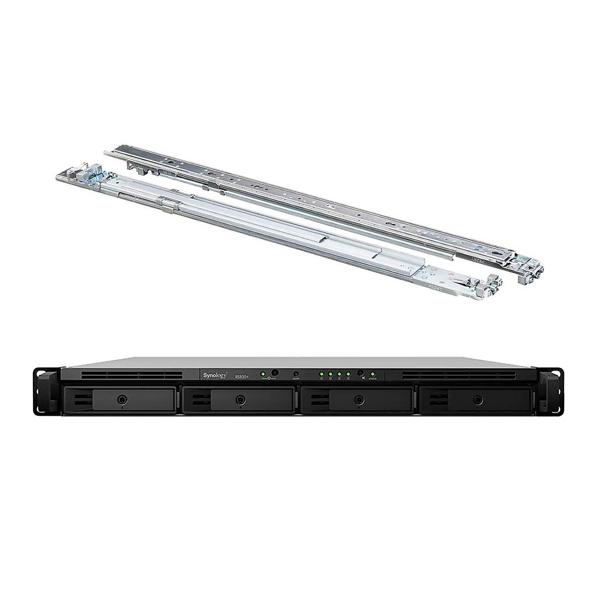 Synology RackStation RS820+ Compact Rack Mount NAS Server Bundle with Rail Kit, Intel Atom C3538 Quad-Core, 18GB DDR4 Synology RAM, 32TB SATA HDD, Synology DSM Software
