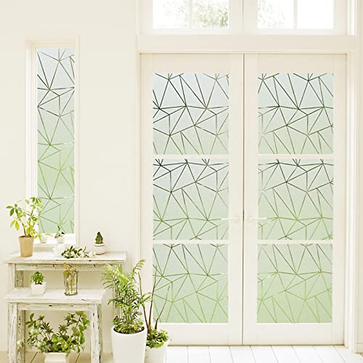 Beautysaid Window Privacy Film Frosted Glass Window Stickers: Bathroom Frosting Sun Blocking Static Cling Non-Adhesive Vinyl Removable Decorations Covers for Home Office 17.5x78.7inch