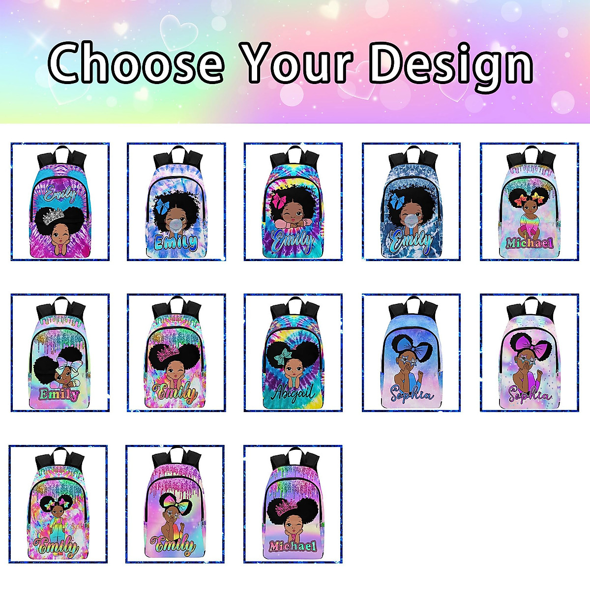 M YESCUSTOM Custom School Backpack for Girls Kids Personalized Backpack with Lunch Box Lightweight Preschool Elementary Girls BookBags Set, Casual Travel Daypack Shoulder Bag for Teenager