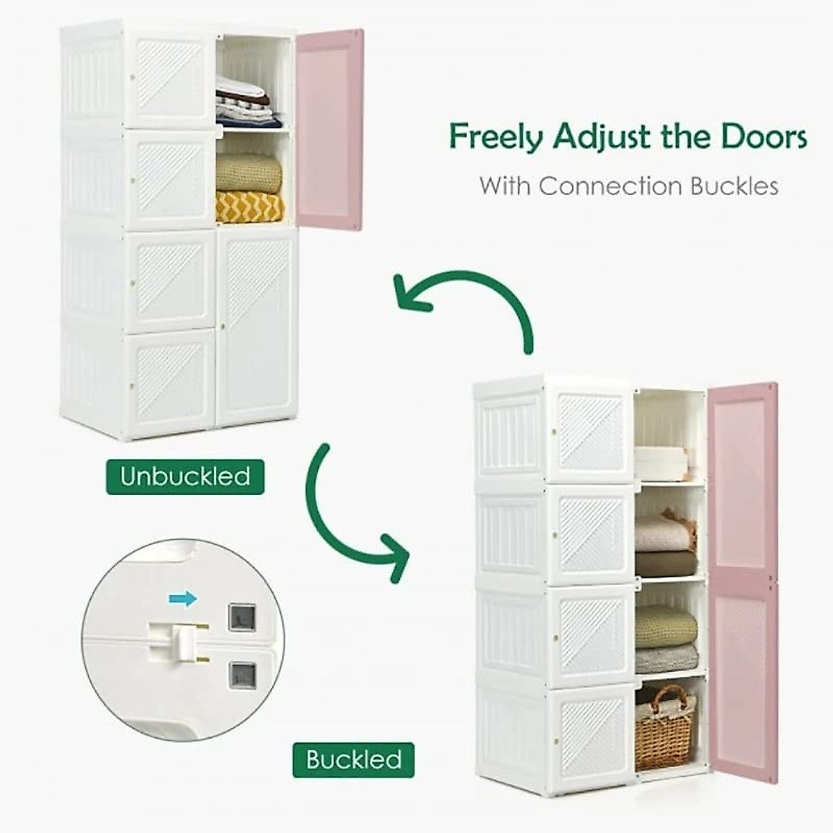 n/a Foldable Armoire Wardrobe Closet with 8 Cubby Storage Closet Shelf Storage Bedroom Furniture Storage Cabinet