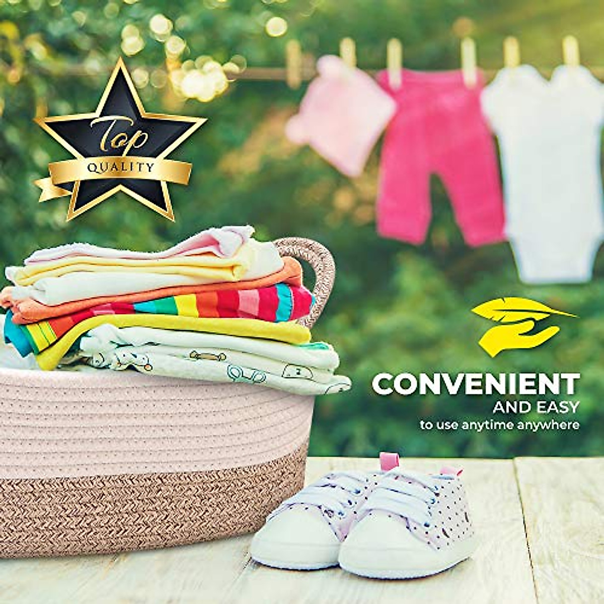 E-HOUPRO Storage Baskets Set of 4,Cotton Rope Woven Organizer Bins Foldable Decorative Basket with Handles for Baby Nursery Laundry Kid's Toy,Beige