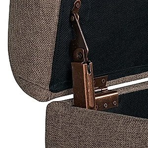 Homepop Home Decor | Tufted Ainsley Button Storage Ottoman Bench with Hinged Lid | Ottoman Bench with Storage for Living Room & Bedroom, Brown