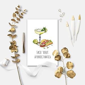 YIWANSIN Funny Wedding Shower Card for Couples Newly Engaged, Humorous Pun Engagement Card for Bride and Groom, Congrats Engagement Card for Friend, Taco 'Bout A Perfect Match