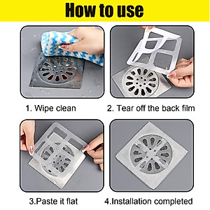 50 PCS Floor Drain Sticker, Disposable Hair Drain Catcher Sticker, Hair Catcher Mesh Stickers, Sink Drain Strainer Screen Catcher, Shower Drain Hair Catcher Sticker, Use for Bathroom, Bathtub, Laundry