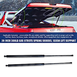 28Inch 300Lb Gas Struts Spring Shock Fit for Heavy-Duty Sled Trailer Tonneau Cover Trap Door Murphy Bed Truck Cover 1335N Gas Strut Shocks Lift Support Replace SF280M300 2Pcs