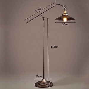 Reading Lights Floor Standing Floor Lamp Retro Industrial Style Wrought Iron Long Arm Long Pole Fishing Rocker Arm Used in Loft Living Room Bedside Bedroom Rustic Lamp (Color : Brown)