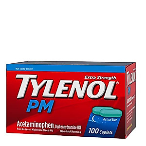 Tylenol PM Extra Strength Pain Reliever & Sleep Aid Caplets, 500 mg Acetaminophen, 100 ct